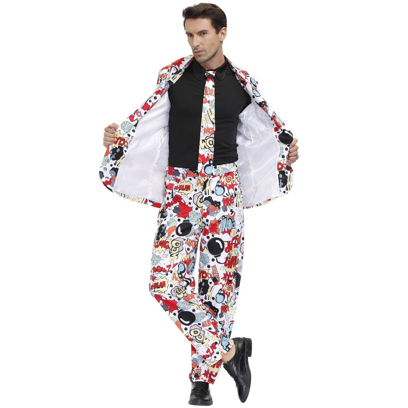 Men's Party Printed Prom Suit - funplaycostume.com