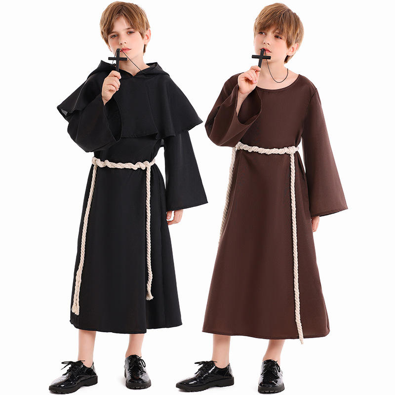 Brown Black Monk Priest Robes - funplaycostume.com