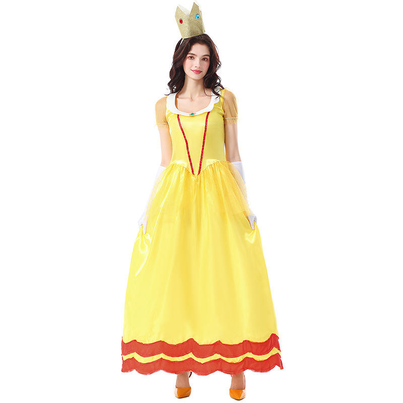 Adult Yellow Satin Princess Costume - funplaycostume.com