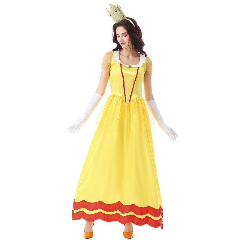 Adult Yellow Satin Princess Costume - funplaycostume.com